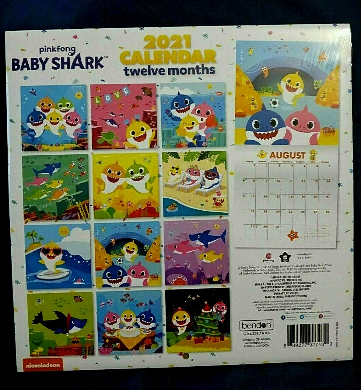 2021 Nickelodeon Baby Shark Pinkfong 12 Month Calendar 10 X 20 Inches ...