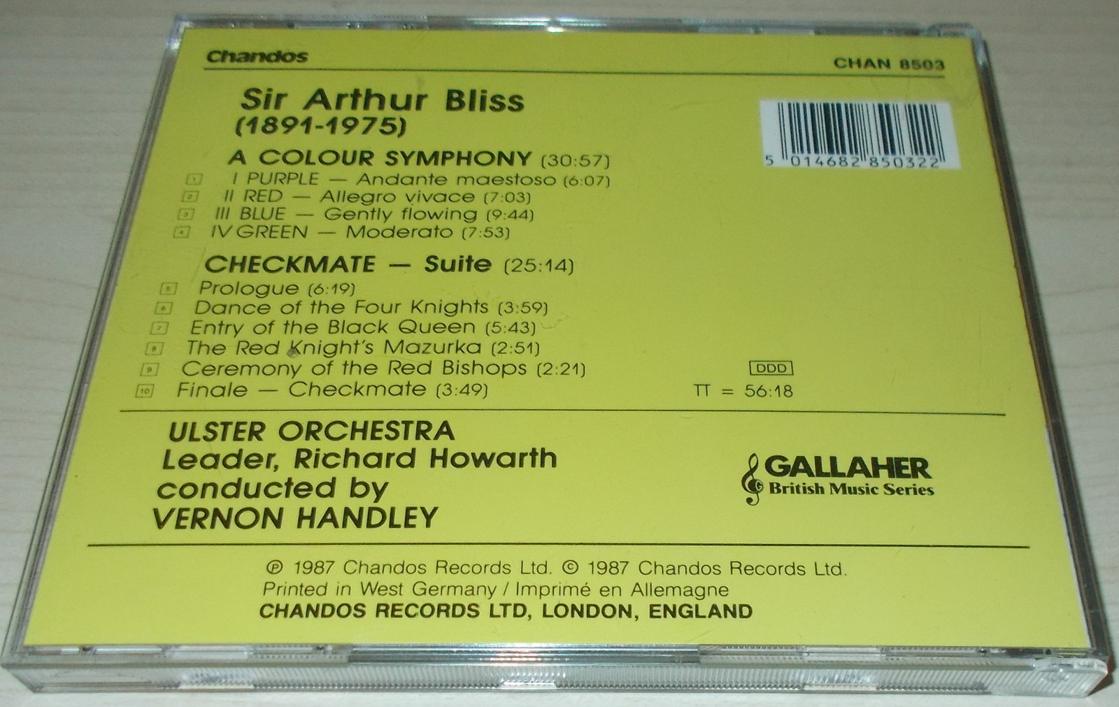 Sir Arthur Bliss - Colour Symphony Check Mate Suite Vernon Handley CD for sale online | eBay