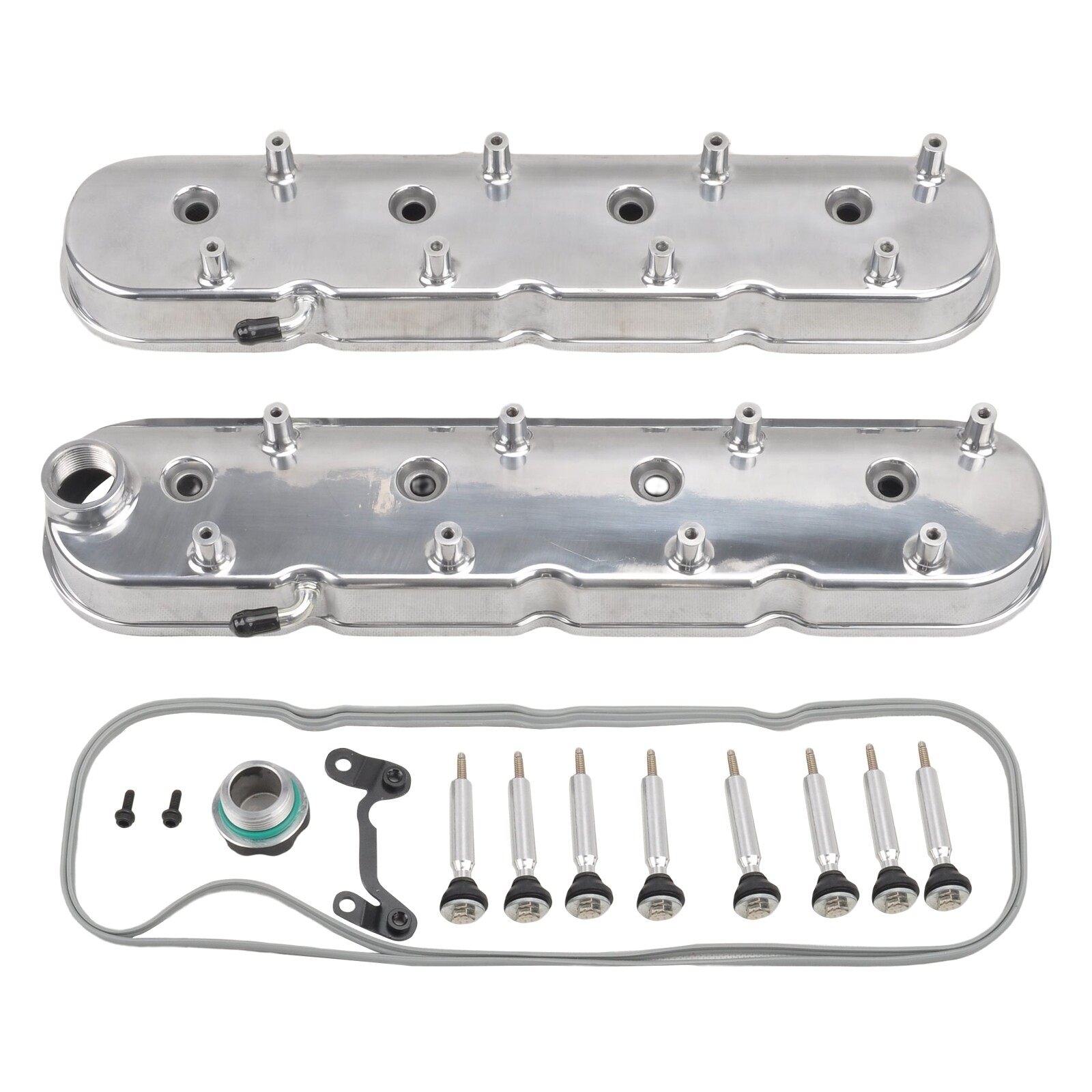 Polished Cast Aluminum Tall Valve Covers For GM LS LS1 LS2 LS3 LS6 5.3 ...