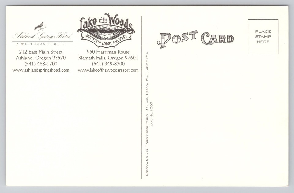 Oregon, Large Letter Greetings, Ashland Springs Hotel Advert, Vintage ...