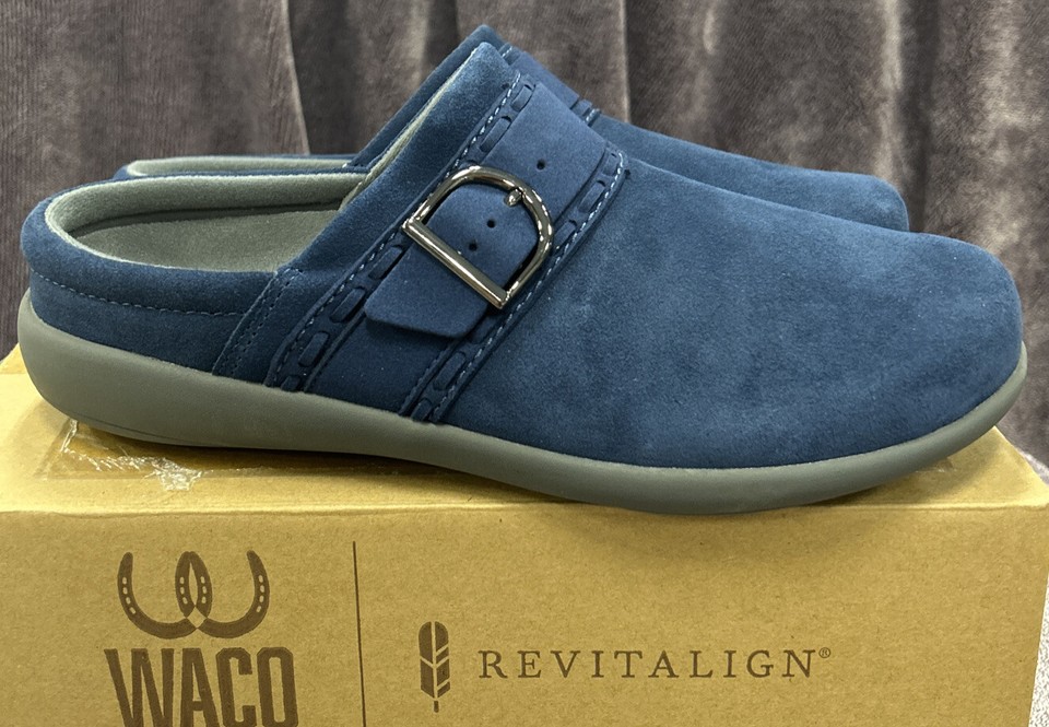 Waco Siesta Southwest Revitalign Orthotic Suede Clog Shoe Sz 6 Marine ...