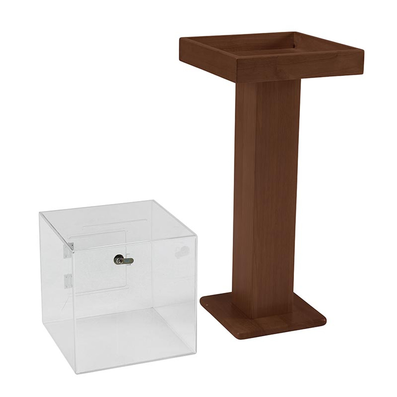 Wooden Donation Acrylic Box Floor Stand 12 In SQ Charity Church ...