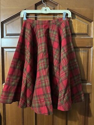 Rare VTG 50s/60s Pendleton Wool Red Plaid Full Circle Skirt XXS XS 22” | eBay