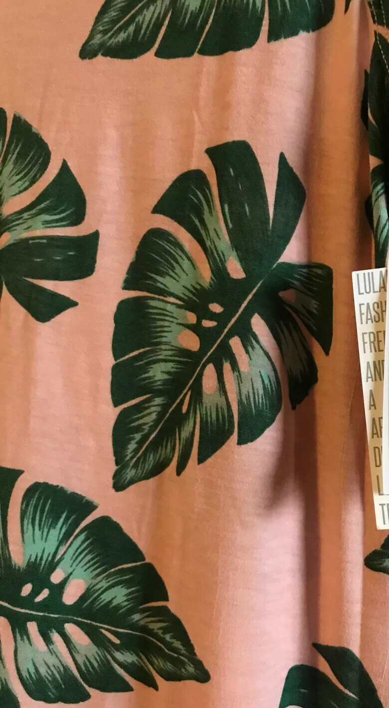 Lularoe Dani Pink Green Tropical Palms🦄 Long Maxi Hawaii XL 14/16 16/18 ...