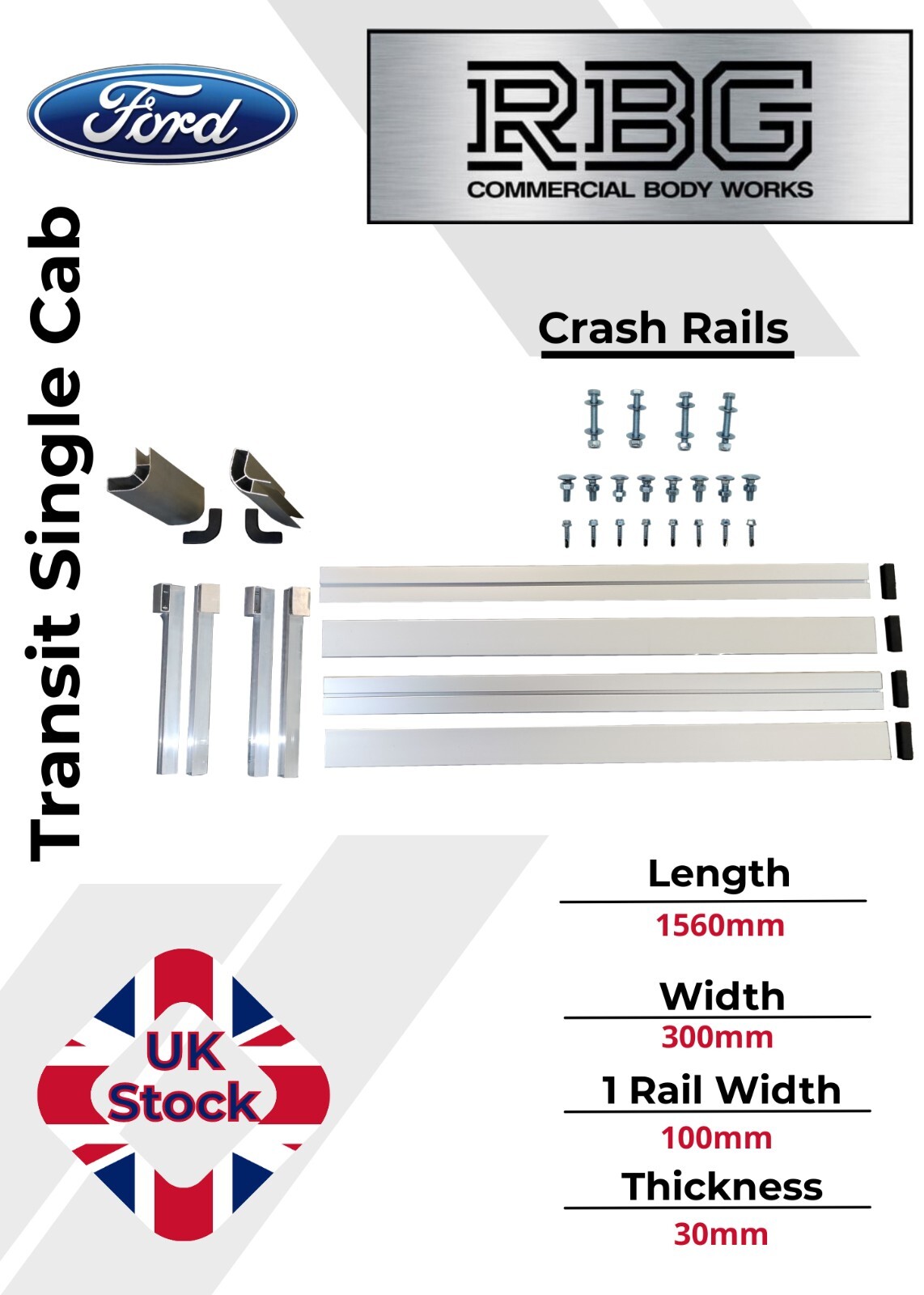 Ford Transit Single Cab Crash Rails Side Guards with Corner Pillars ...