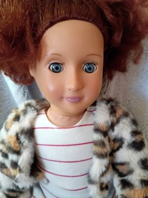Our Generation Doll 18 Inch Red Curly Hair Blue Eyes Fur Jacket And ...