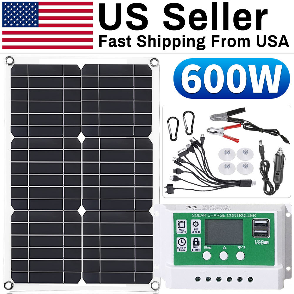 600 Watts Solar Panel Kit 100A 12V Battery Charger with Controller ...