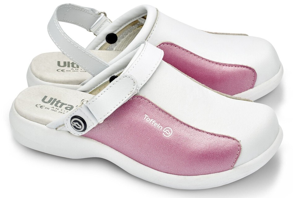 Toffeln Ultra Lite Shiny Hot Pink Womens Work Nurses Clogs Comfortable ...