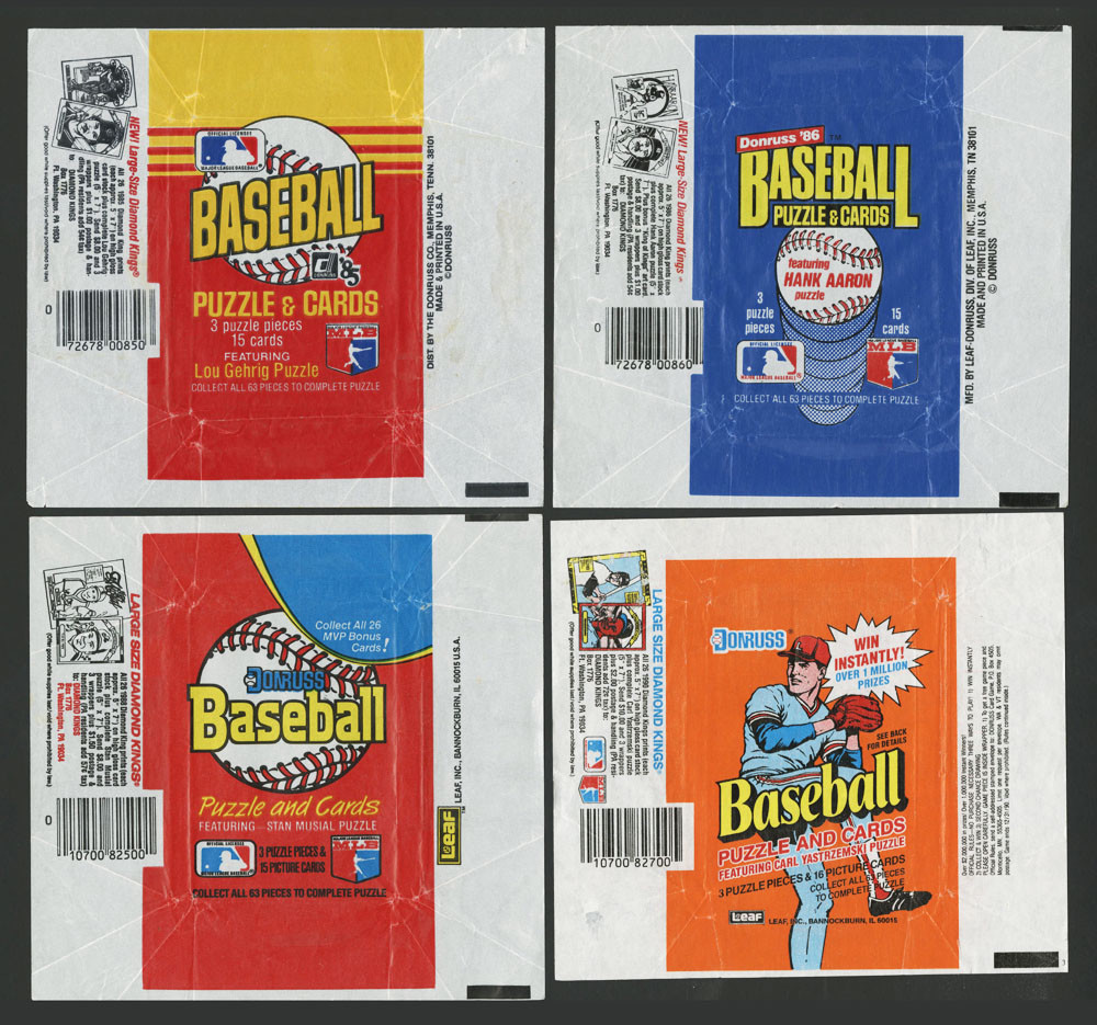 1980's + (1-1990) DONRUSS, O-PEE-CHEE, TOPPS BASEBALL WAX PACK WRAPPERS ...