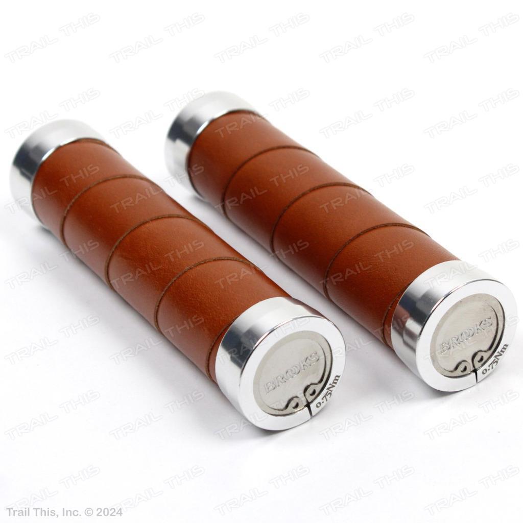 Brooks Slender Leather Bicycle Grips 130mm Fixed Shot Honey Brown Lock ...