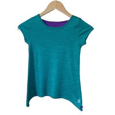Girls S 7 JK Tech Teal Purple Athletic Asymmetrical Hem Line Short ...
