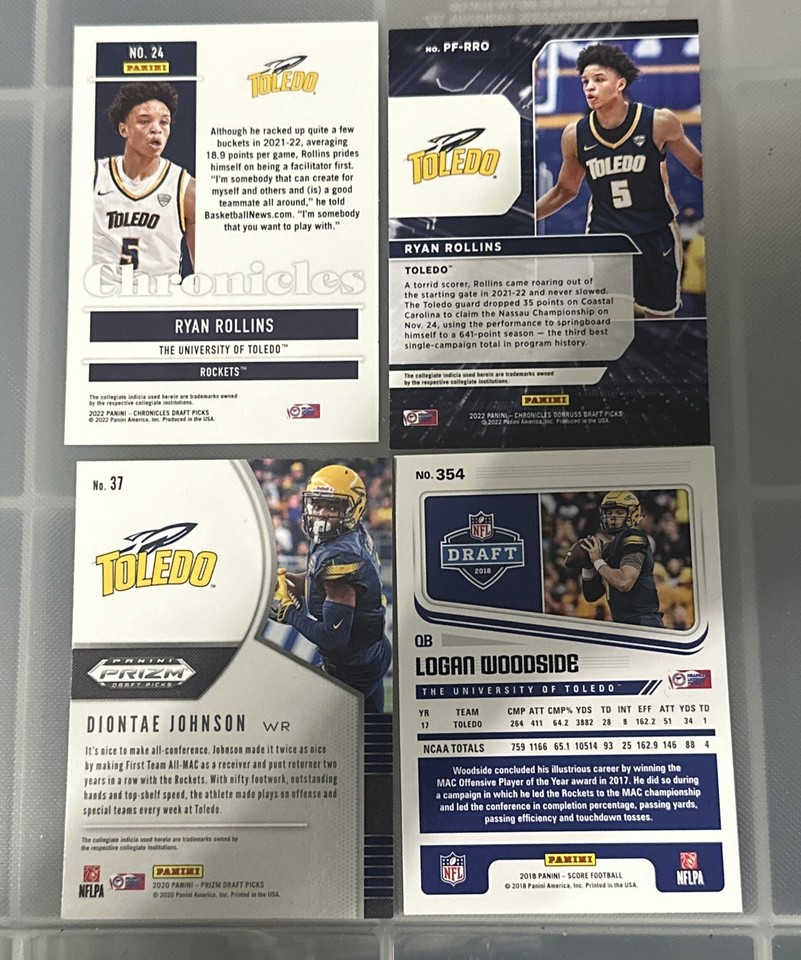 Toledo Rockets RC (5) Card Lot Ryan Rollins Dionte Johnson Woodside ...