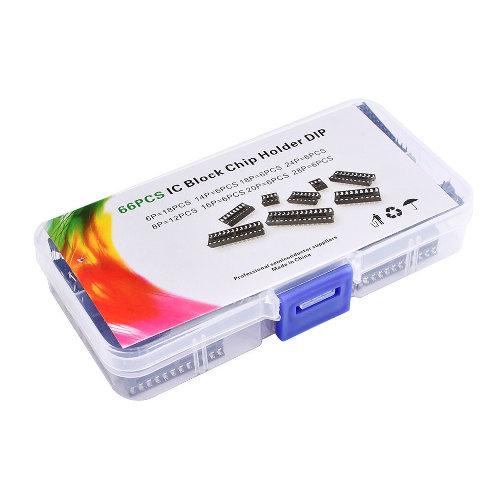 66PCS IC Chips Holder IC Socket Chip Base 8 Kinds of Specifications 6P ...
