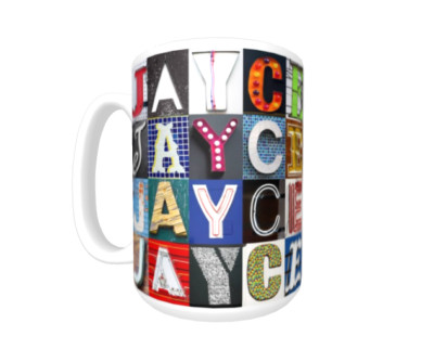 JAYCE Coffee Mug / Cup featuring the name in photos of sign letters | eBay