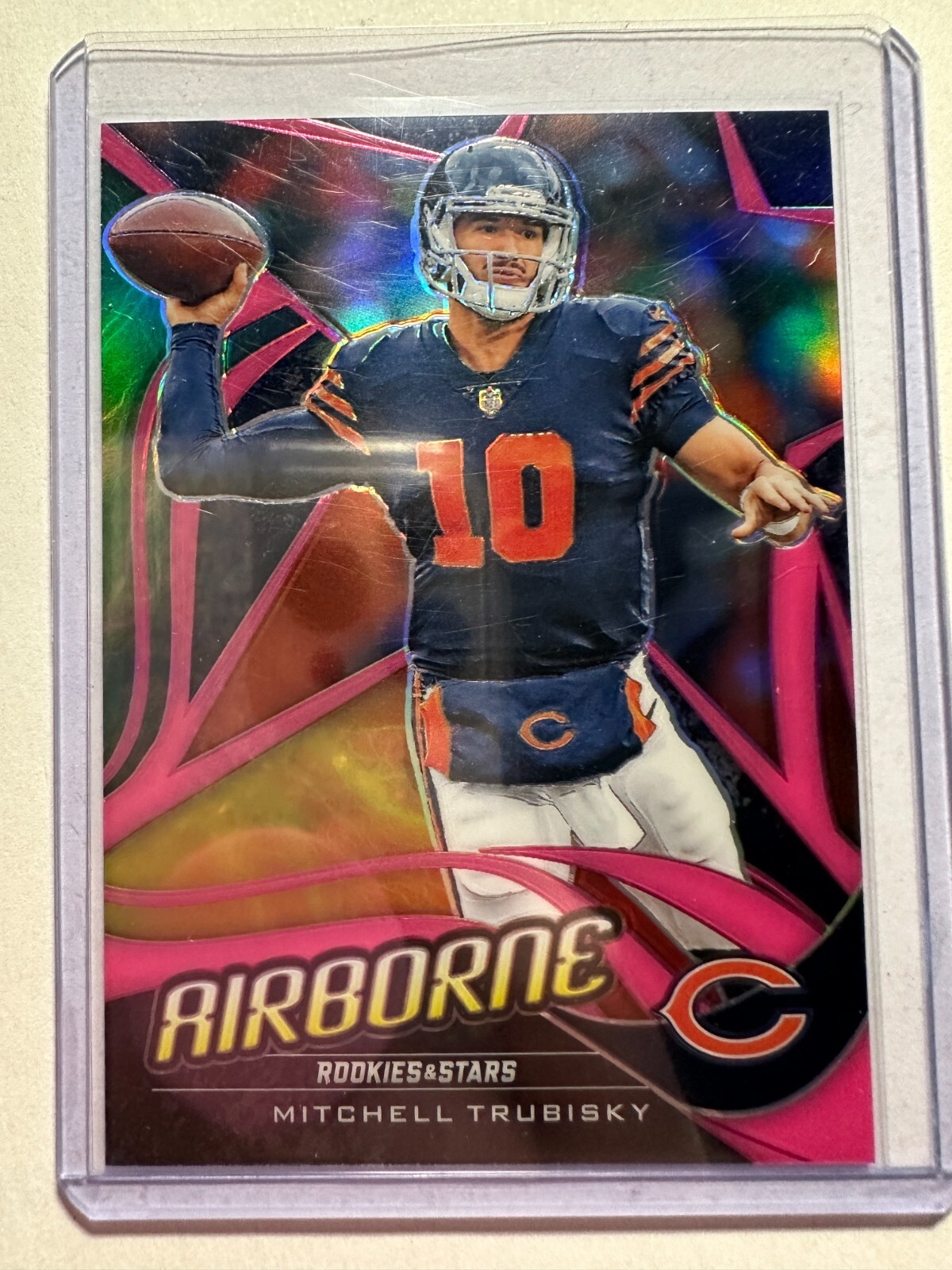 K40,834 - 2019 Rookies and Stars Airborne Pink #15 Mitchell Trubisky ...