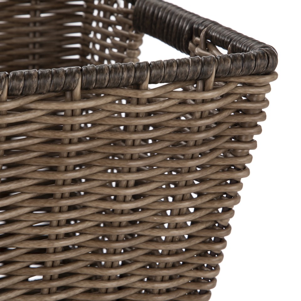 Large Poly Rattan Storage Basket with Handles | eBay