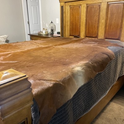 Red Brown Cowhide Skin Pelt Rug 66”w x 87”L ~Rustic Cabin Wall Hanging ...