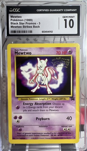 CGC 10 GEM MINT Mewtwo #3 Movie Promo (1999 Black Star WB Stamp ...