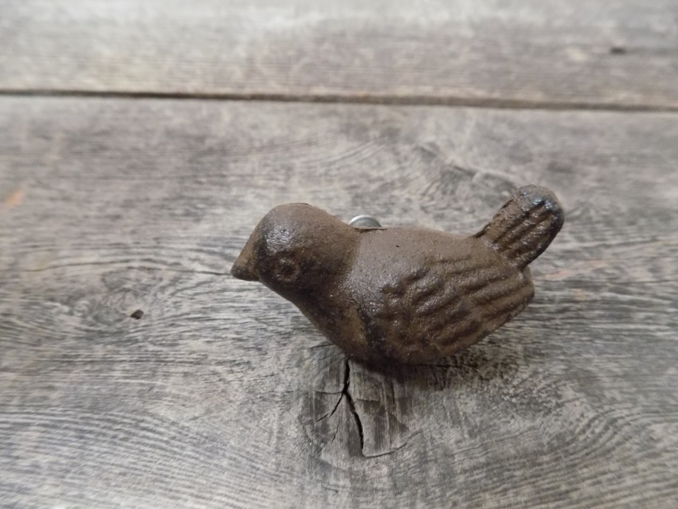 4 CAST IRON BIRD CABINET KNOBS PULLS DRAWER DRESSER HANDLES RUSTIC ...