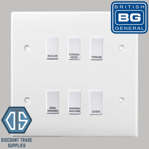 BG White Custom Grid Switch Panel Labelled Kitchen Appliance 6 Gang | eBay