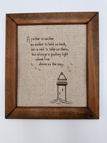 Vintage Framed Needlepoint Lighthouse Religious Quote Cottage Core 8x10 ...