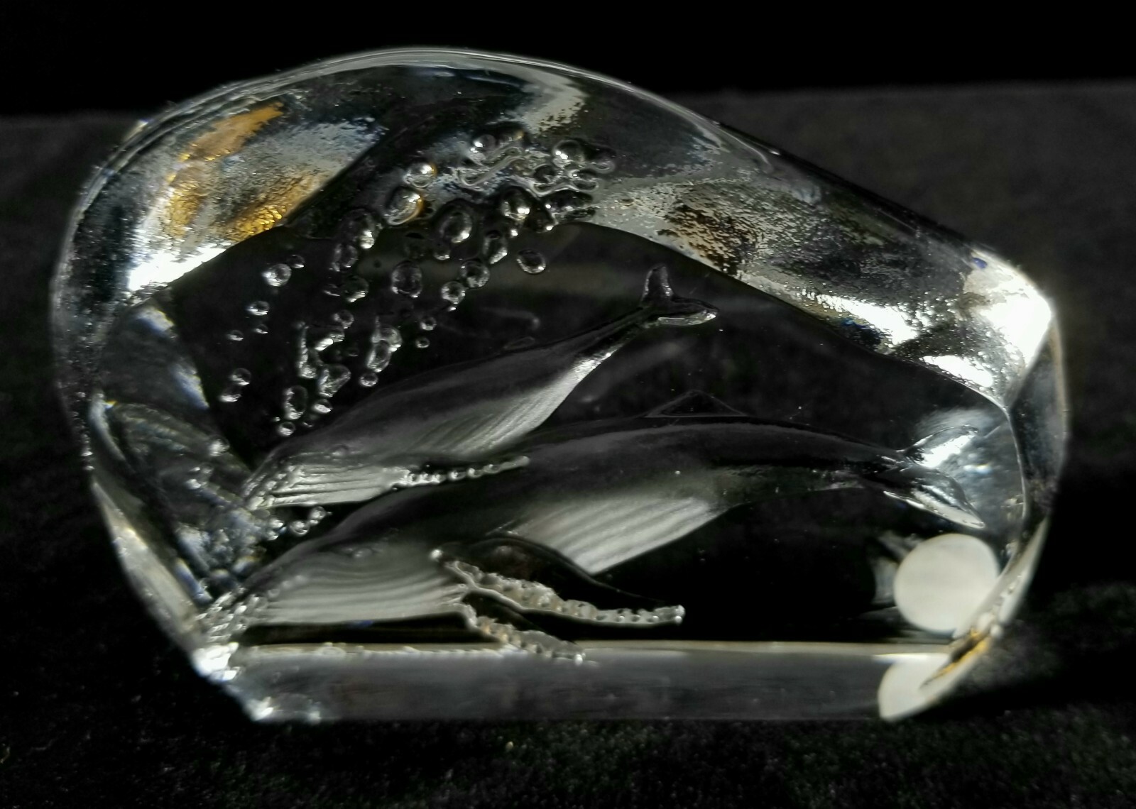 Dartington Crystal Capredoni Whales Paperweight Designer Signed England ...