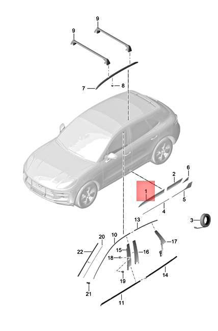 Genuine PORSCHE Macan 95B Trim For Door Right Matt black 95B898562OK1 ...