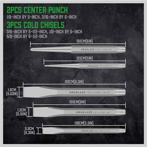 Punch And Chisel Set Including Taper Punch Cold Chisels Pin Punch ...