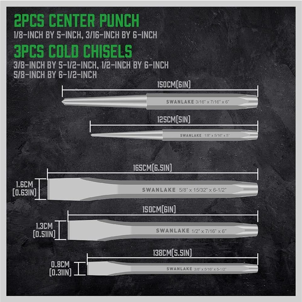 Punch And Chisel Set Including Taper Punch Cold Chisels Pin Punch ...