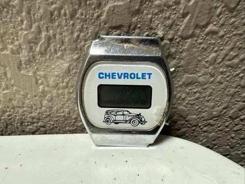 Vintage Chevrolet Digital Watch Stainless Steel 80's Automobile ...