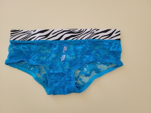 Panty Hipster Hiphugger Boyleg blue lace zebra band cheeky booty M ...