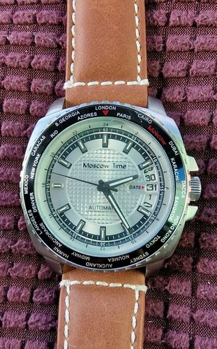 Moscow Time a World Timer Automatic Men's Watch WB120582 Silver Dial | eBay