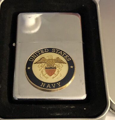 UNITED STATES NAVY SEAL STAR Windproof Lighter Chrome New In Gift Tin ...