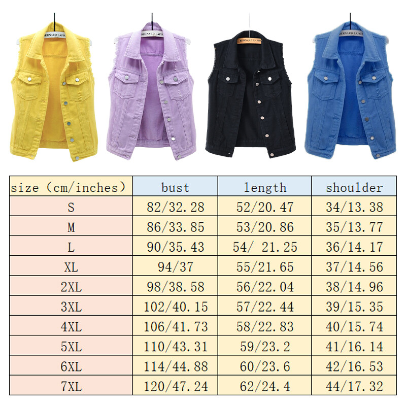 S-7XL Unisex Jean Gilet Denim Vest Coat Waistcoat Jeans Sleeveless Raw ...