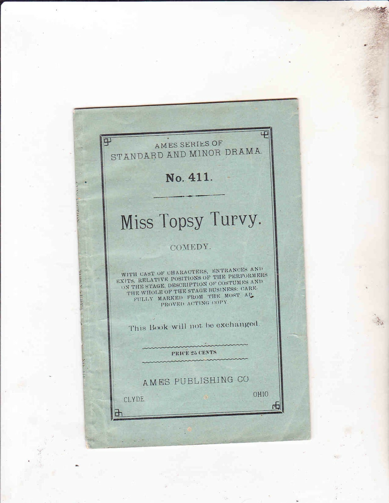 MISS TOPSY TURVY--COMEDY--NO.411 -----3 ACT PLAY | eBay