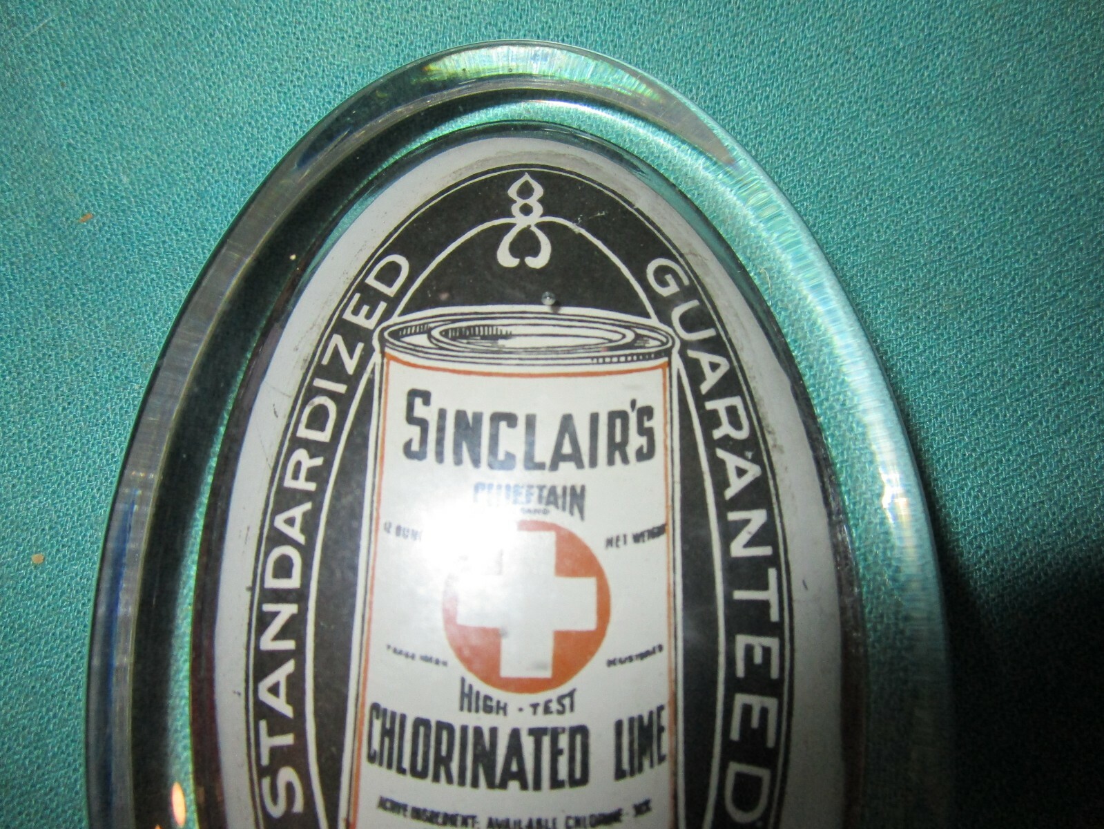 Glass Paperweight Adv. Sinclair's Chlorinated Lime Sinclair Mfg Toledo ...