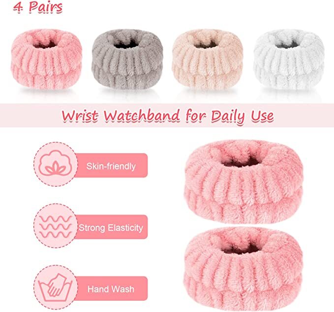 8 Pieces Wrist Washband Portable Face Cleaning Wash Towel Band ...