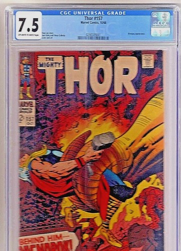 THOR #157 CGC 7.5 OW/W VS. MANGOG 1968 RAGNAROK MOVIE PLANET HULK STAN ...
