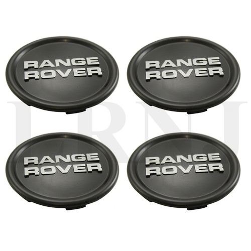 WHEEL CENTER CAPS BLACK WITH SILVER LOGO SET OF 4 RANGE ROVER CLASSIC ...