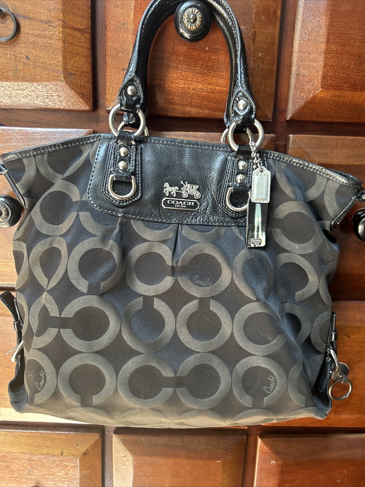 Coach Julianne Madison Op Art Tote Satchel Black Bras… - Gem