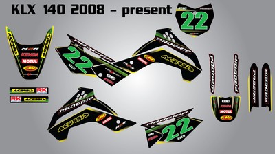 Kawasaki KLX 140 2008 - 2014 / stickers decals Full custom graphics kit ...