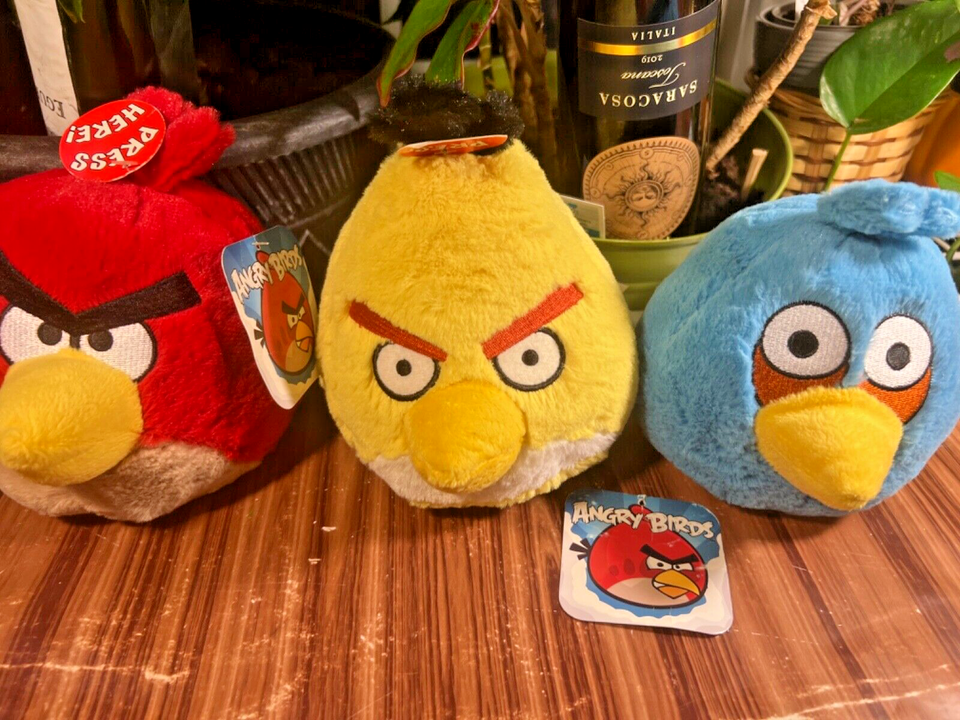 Angry Birds Stuffed Animal Plush Lot Jay Chuck Blue Red Yellow Toy NO ...