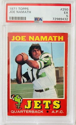1971 Topps Joe Namath #250 PSA 5 EX Graded Football Card NFL New York ...