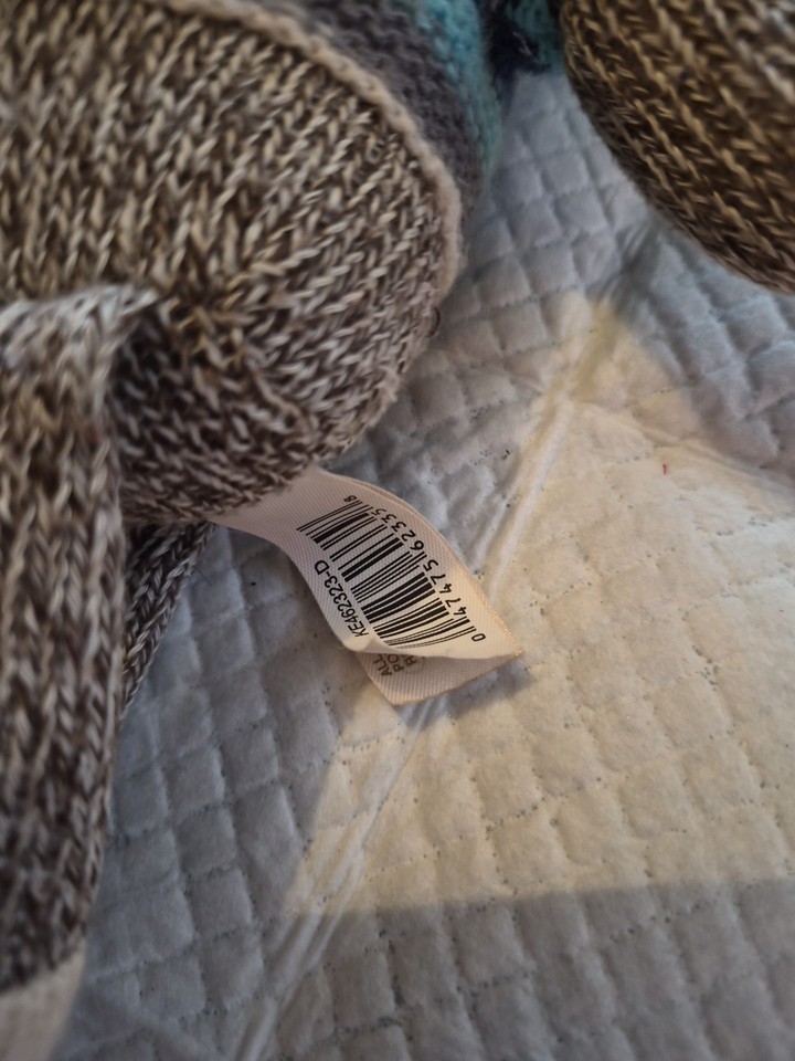 SOCK MONKEY w/Bunny Rabbit Ears light blue striped shirt 12" Dan Dee ...