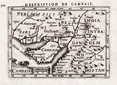 India Pakistan Kathiawar Peninsula Map Card Carte Bertius Hondius 1618 ...