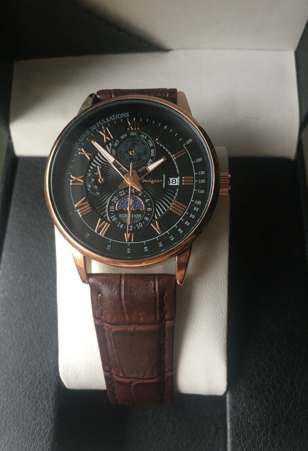 Men Watch Leather Waterproof Luminous Mens Quartz Wristwatch Luxury Man ...