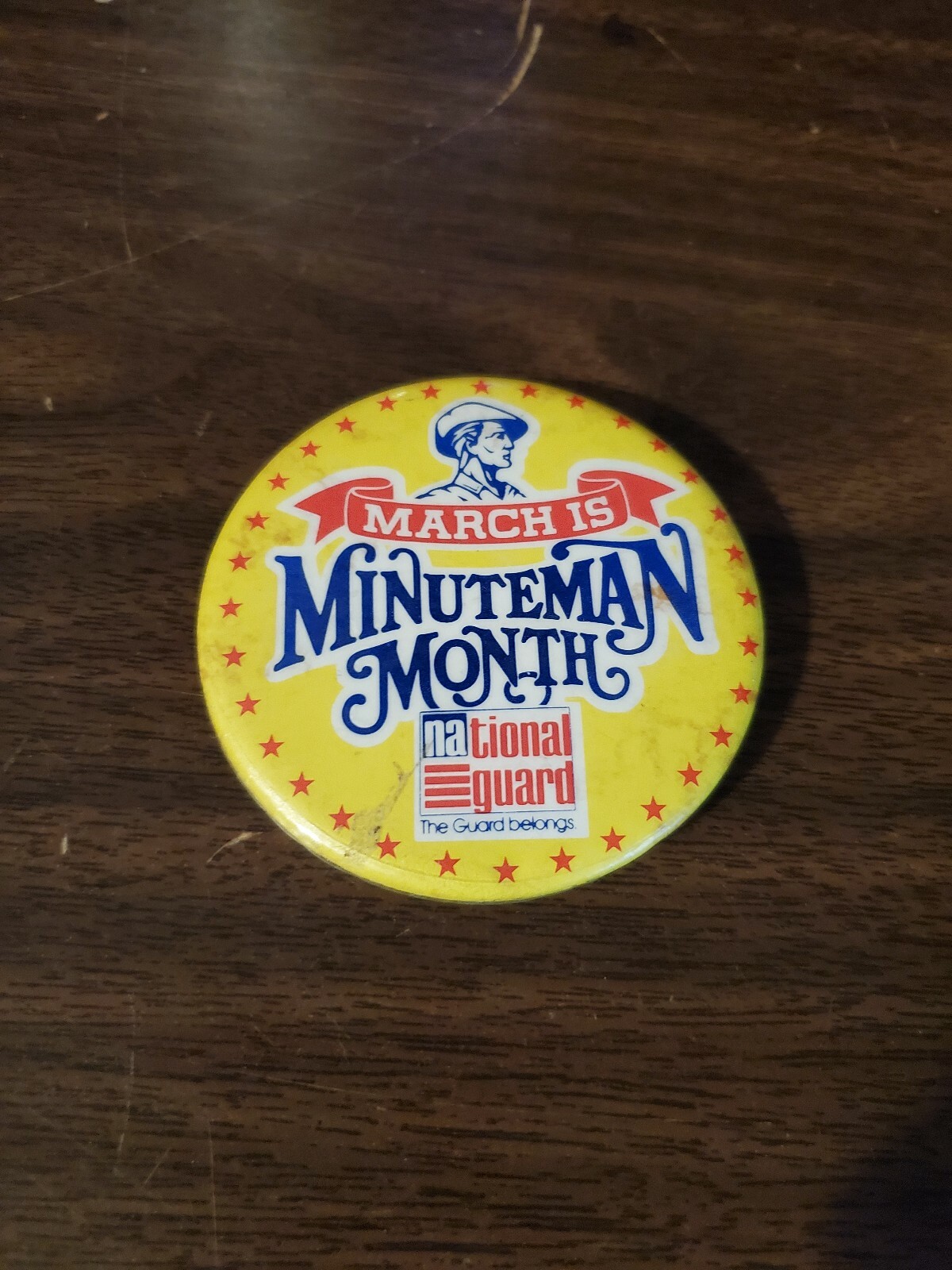 National Guard, March is Minuteman Month, 2.5" Vintage Ad Pin-Back ...