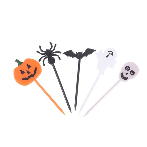 10Pcs Mini Kids HalloweenFruit Fork Cartoon Snack Cake Dessert Food ...