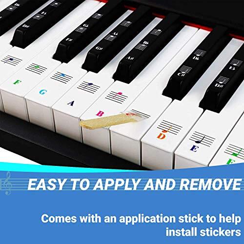 Color Piano and Keyboard Music Note Full Set Stickers for White and ...