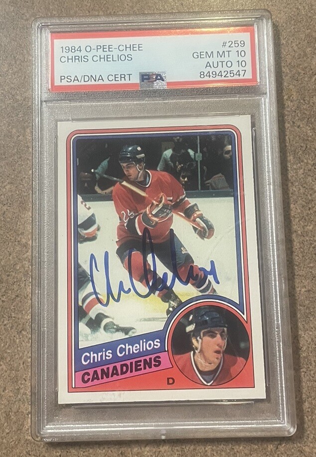 1984 O-PEE-CHEE CHRIS CHELIOS Rookie/Auto Card Perfect 10’s!! Pop Of 2 ...